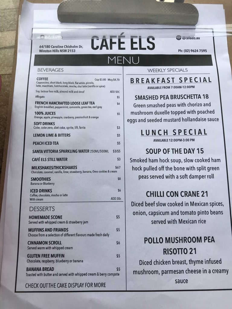 Review: Cafe Els - Winston Hills